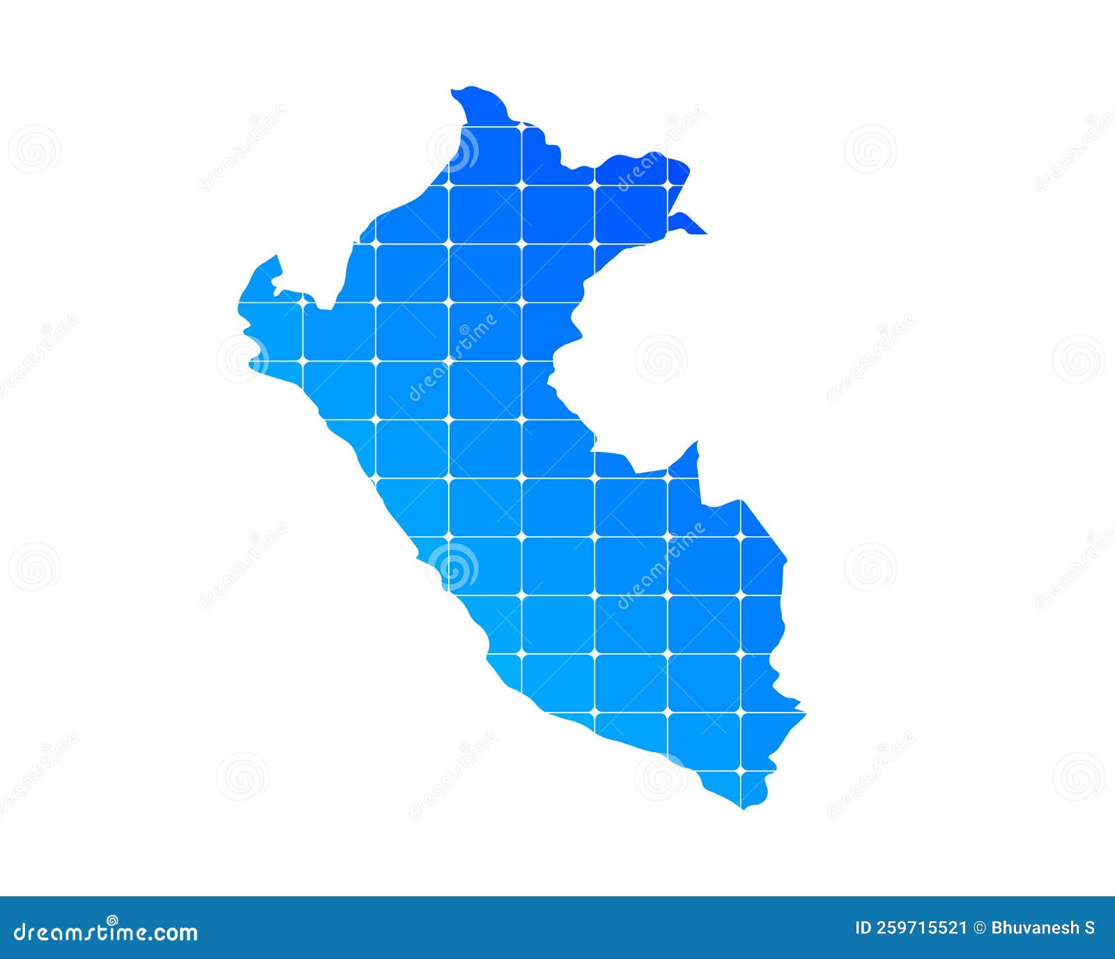 Colourful Blue Gradient Bricks Texture Map of Country Peru Isolated on ...