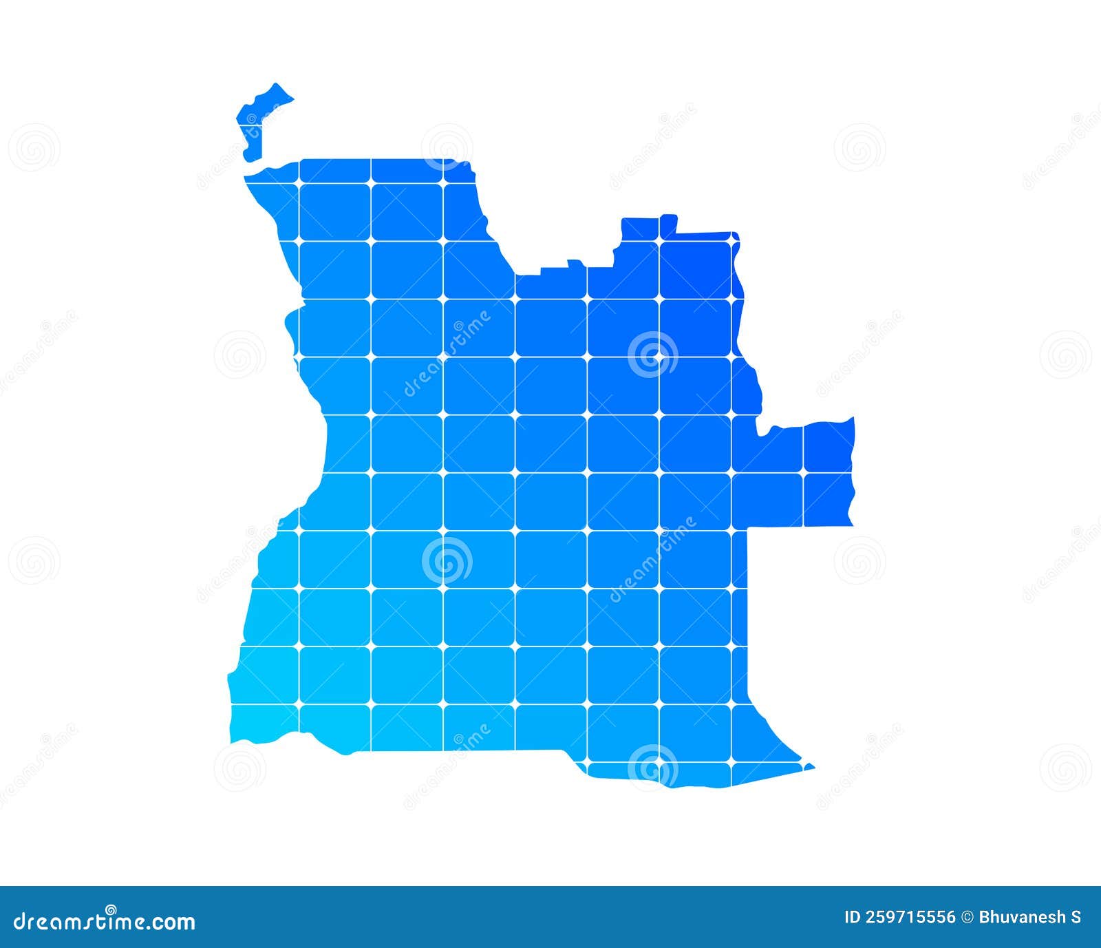 Colourful Blue Gradient Bricks Texture Map of Country Angola Isolated ...