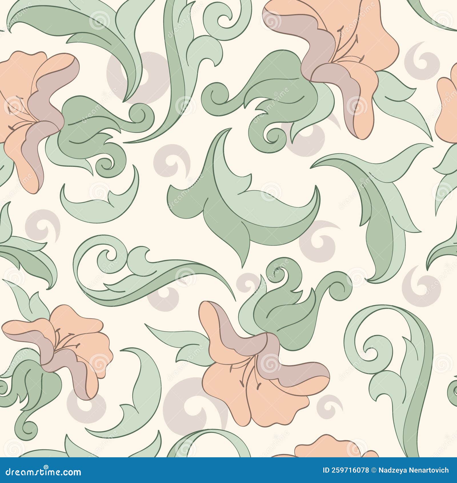 Seamless Vector Floral Abstract Pattern. Classic Ornamental Design for ...