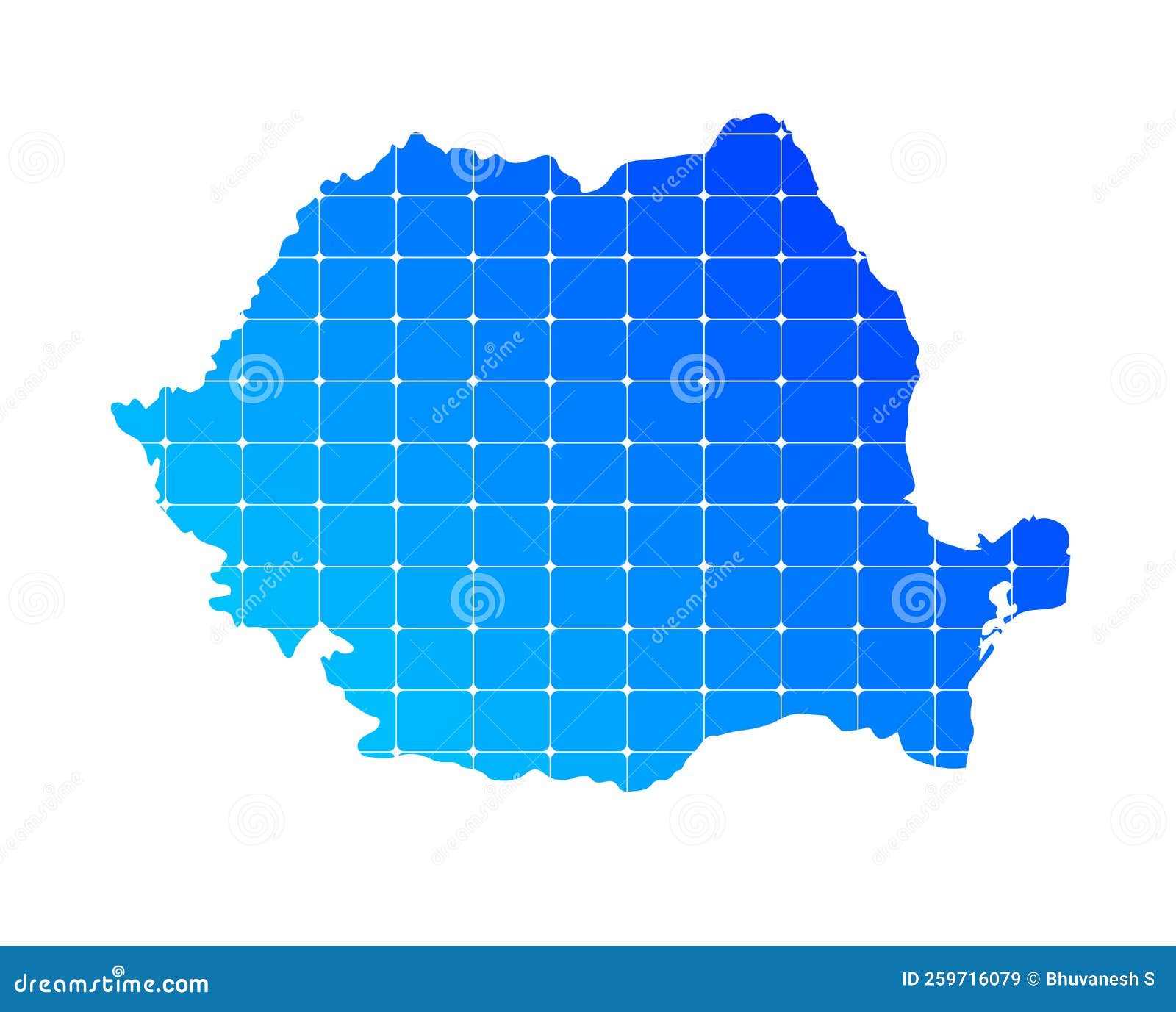 Colorful Blue Gradient Bricks Texture Map of Country Romania Isolated ...
