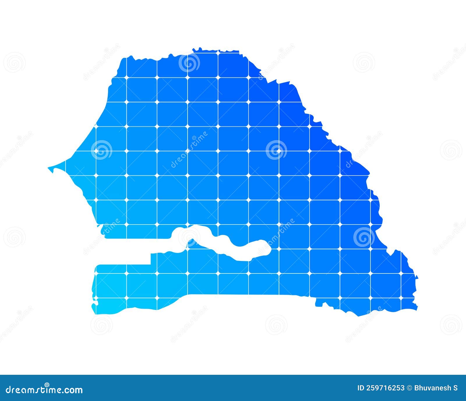 Colorful Blue Gradient Bricks Texture Map of Country Senegal Isolated ...