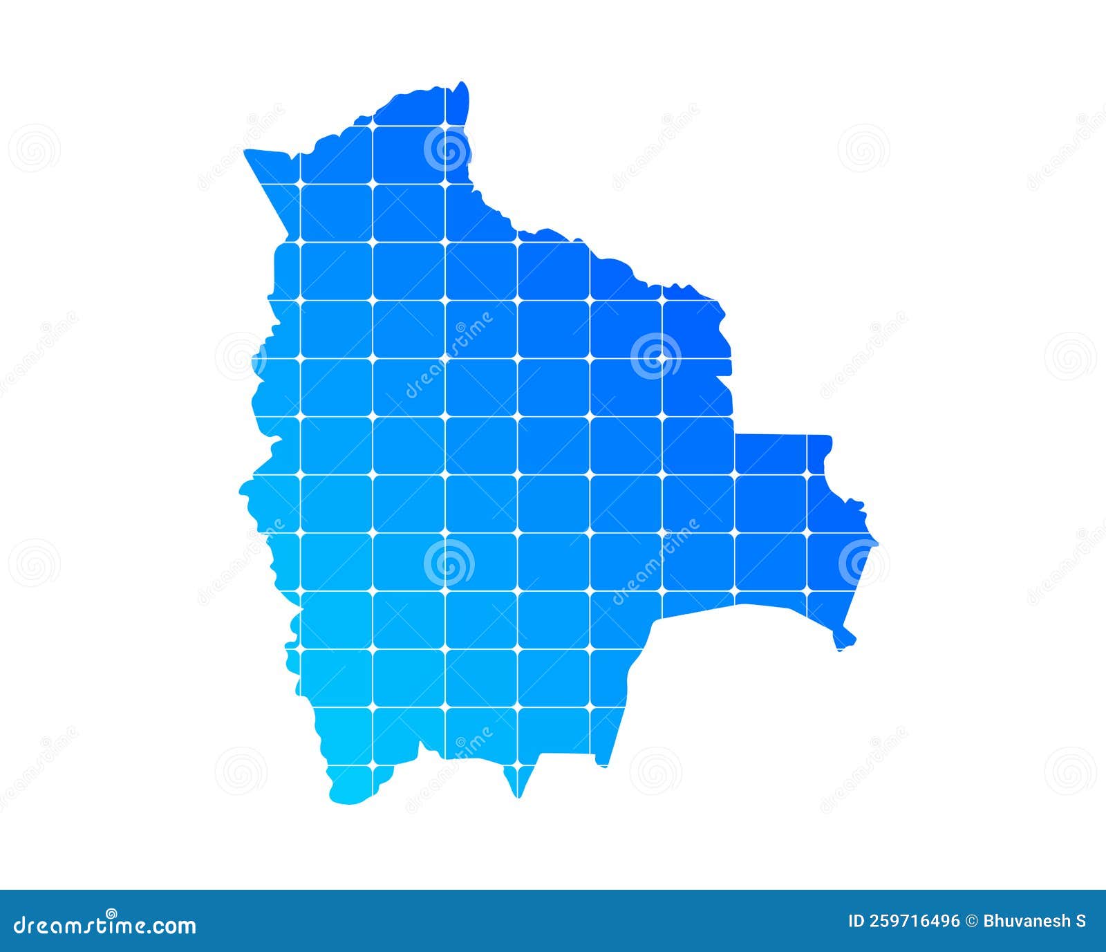 Colorful Blue Gradient Bricks Texture Map of Country Bolivia Isolated ...