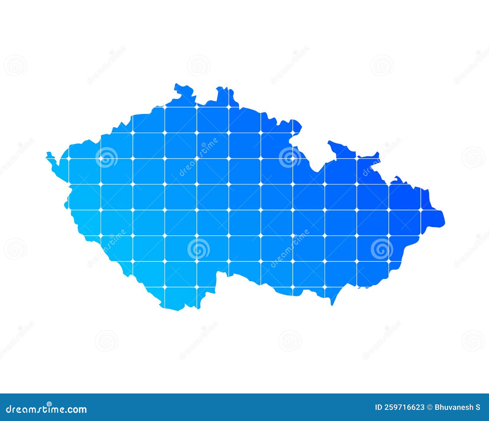 Colorful Blue Gradient Bricks Texture Map of Country Czech Republic ...