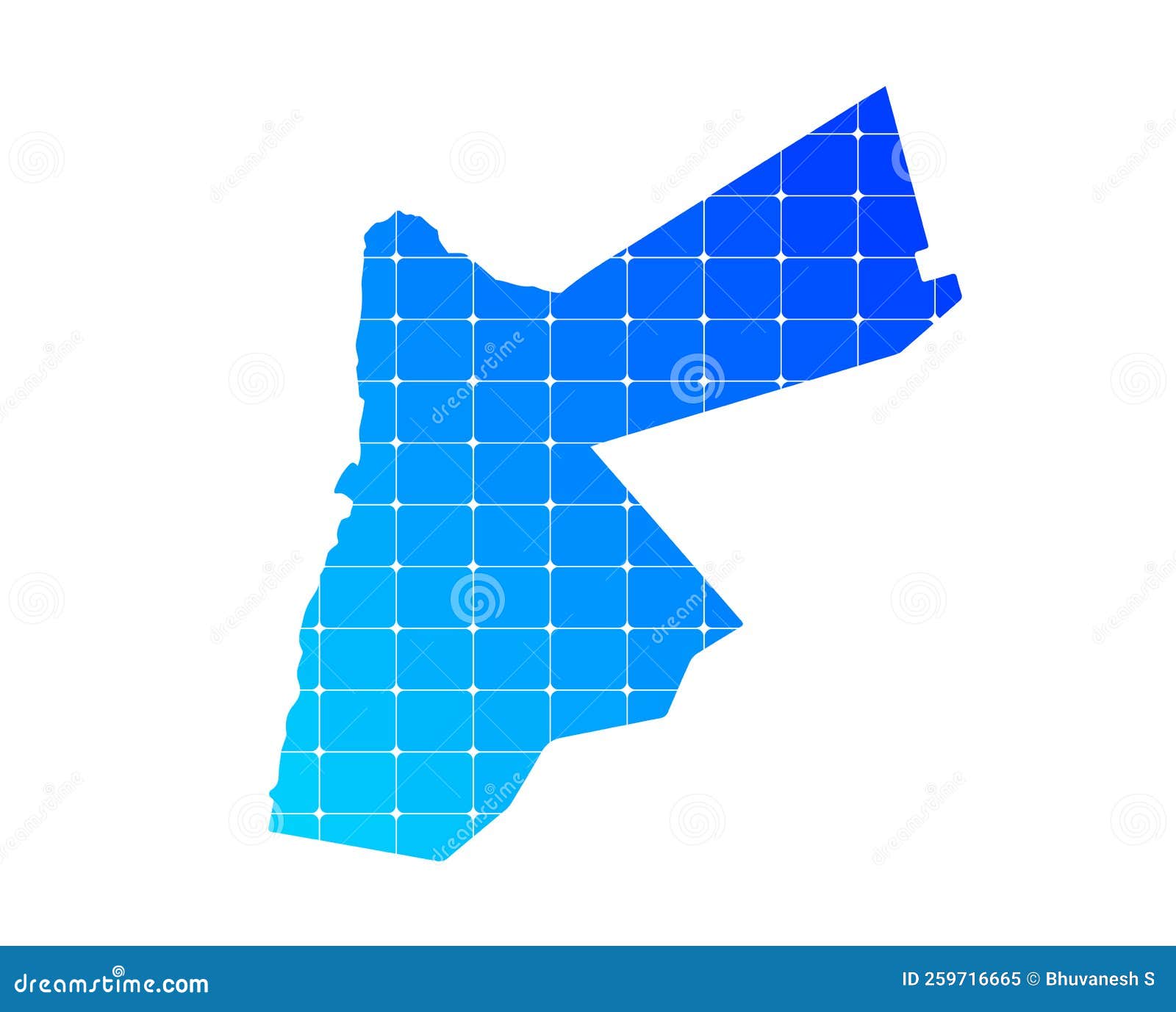 Colorful Blue Gradient Bricks Texture Map of Country Jordan Isolated on ...