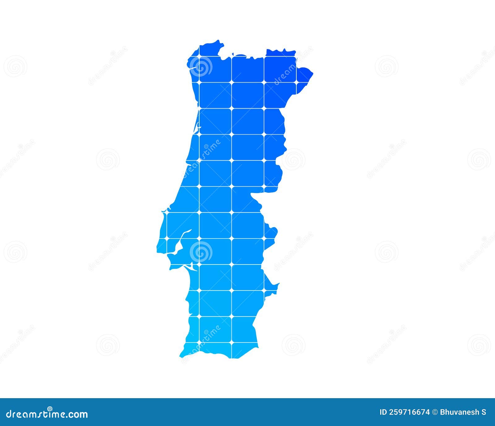 Colorful Blue Gradient Bricks Texture Map of Country Portugal Isolated ...