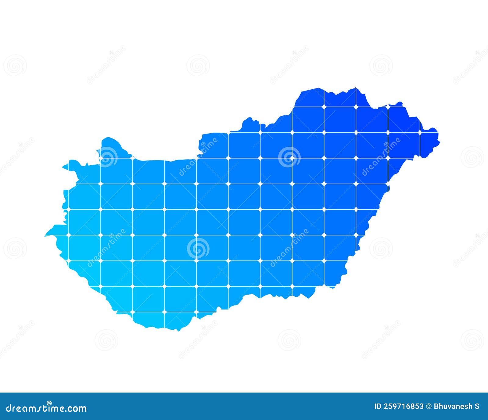 Colorful Blue Gradient Bricks Texture Map of Country Hungary Isolated ...