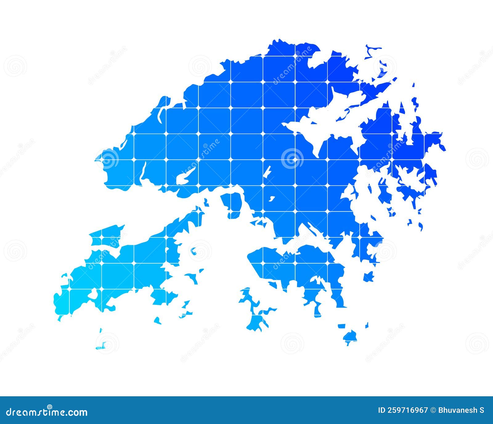 Colorful Blue Gradient Bricks Texture Map of Country Hong Kong Isolated ...