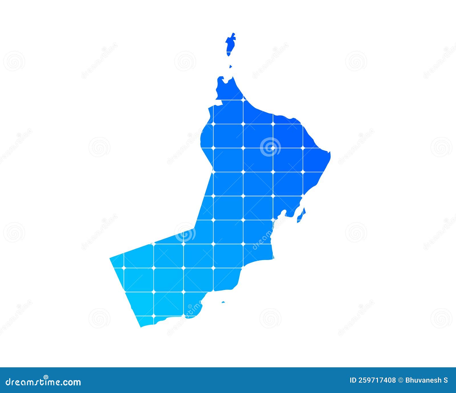 Colorful Blue Gradient Bricks Texture Map of Country Oman Isolated on ...