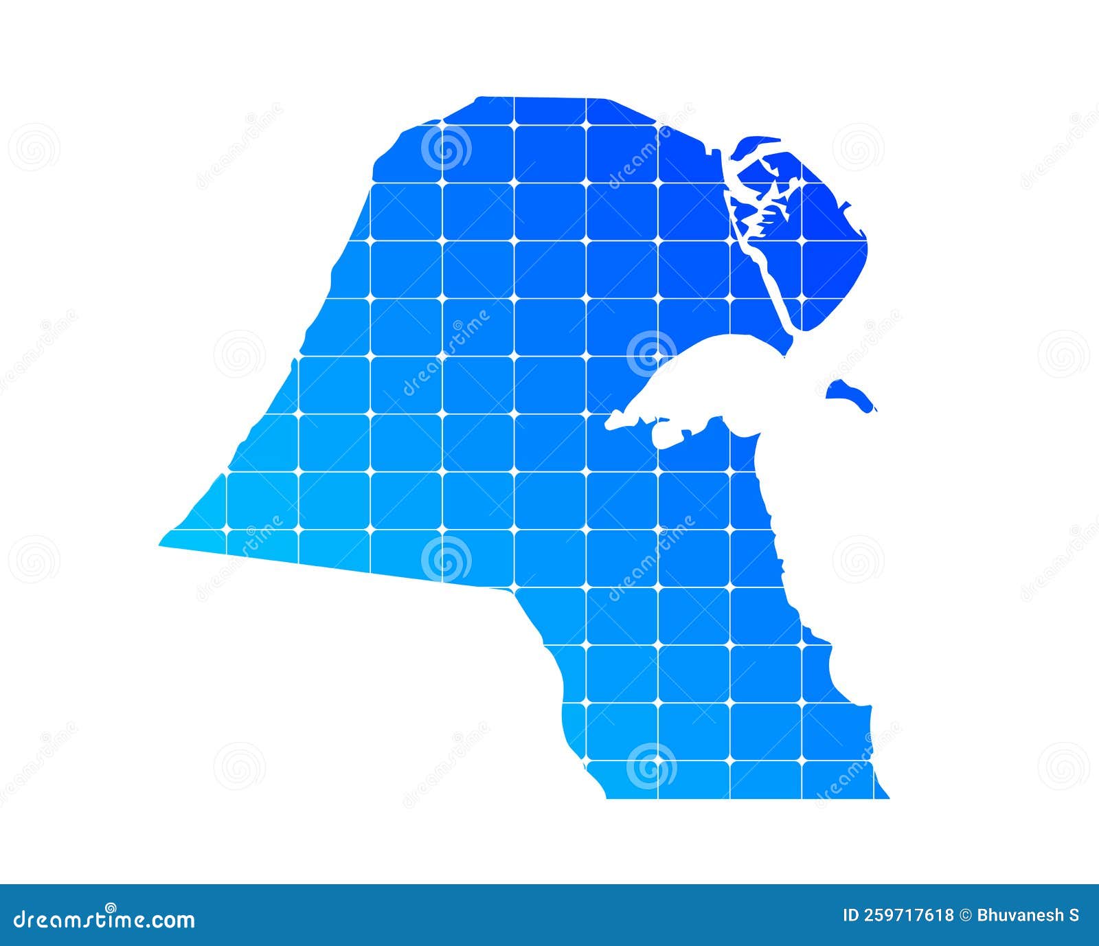 Colorful Blue Gradient Bricks Texture Map of Country Kuwait Isolated on ...