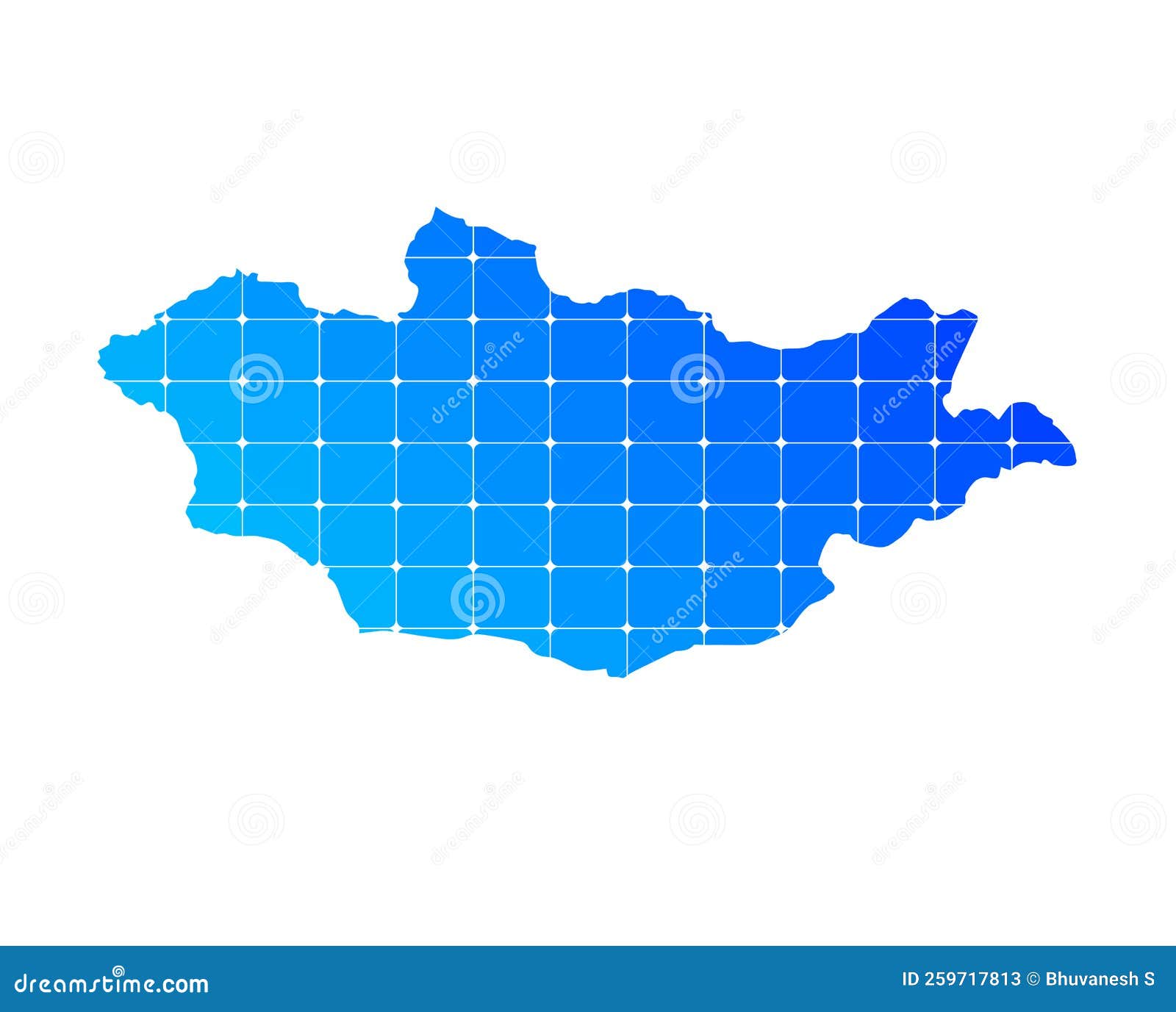 Colorful Blue Gradient Bricks Texture Map of Country Mongolia Isolated ...