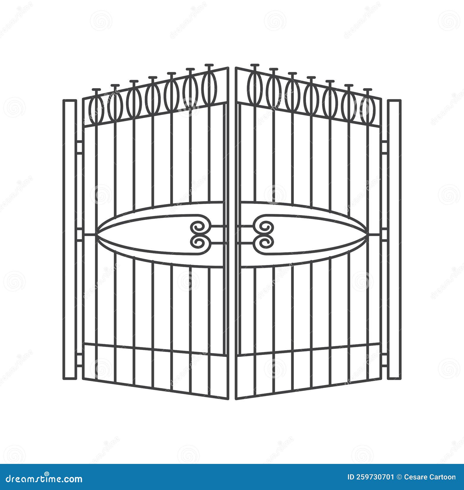 Thin line decorative gate stock vector. Illustration of logo - 259730701