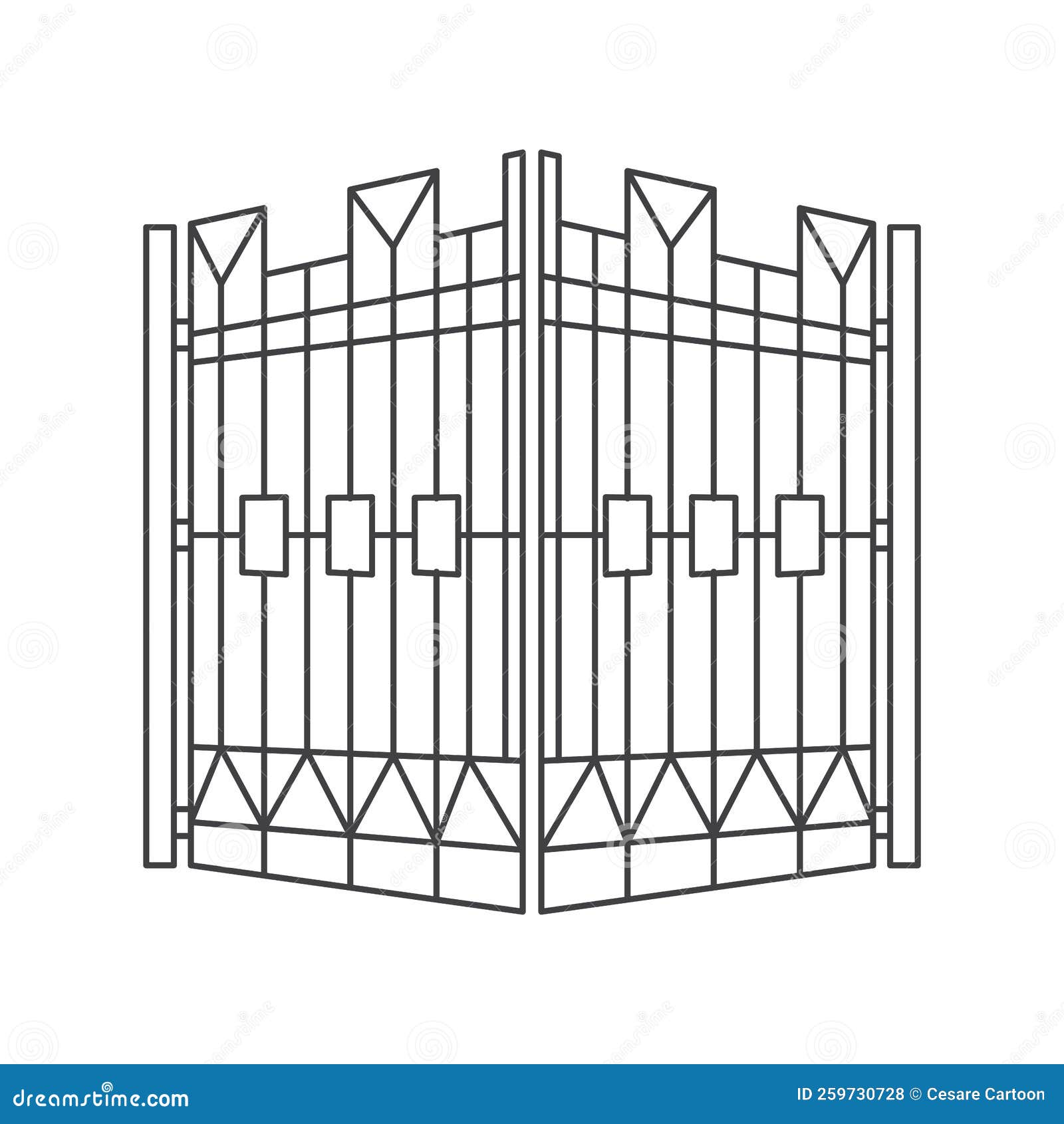 Thin line decorative gate stock vector. Illustration of icon - 259730728