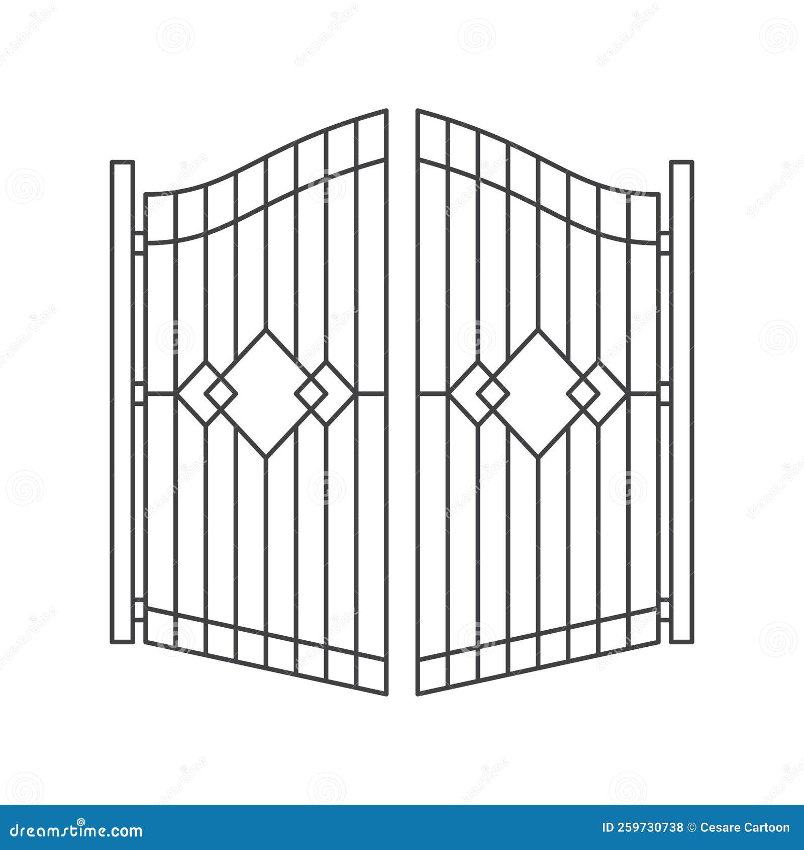 Thin line decorative gate stock vector. Illustration of cartoon - 259730738