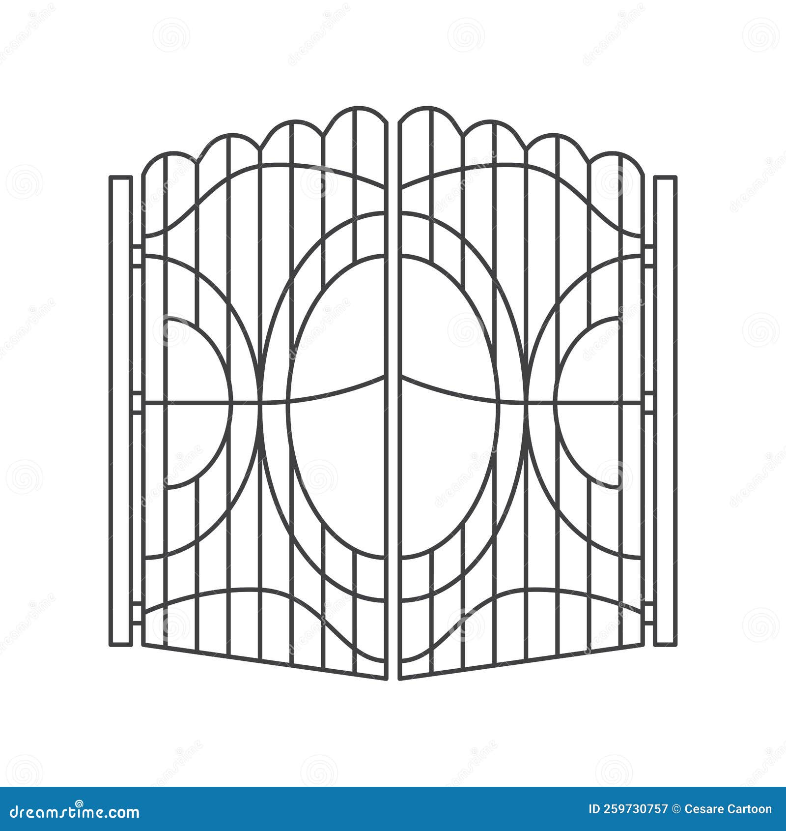 Thin line decorative gate stock vector. Illustration of door - 259730757
