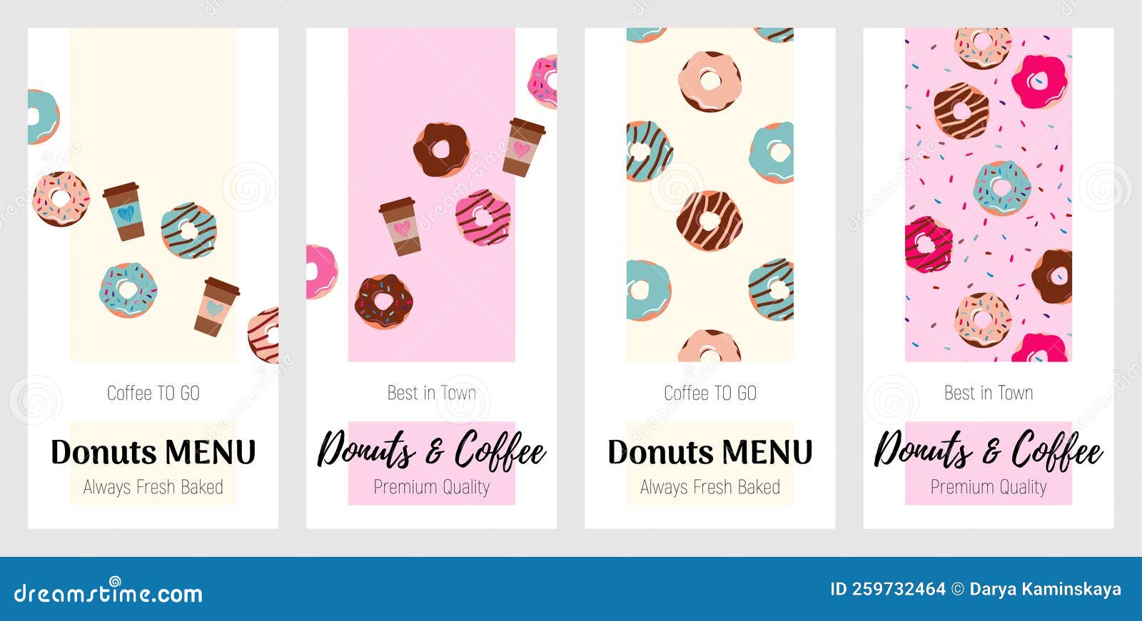 Set of Banners for Bakery Donuts Shop and Coffee Menu. Vector ...