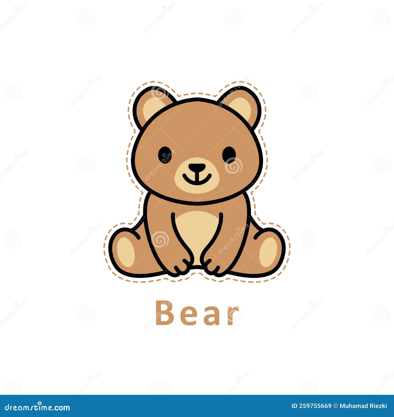 Cute Brown Bear Cartoon. Standing Teddy Bear. Vector Illustration Stock ...