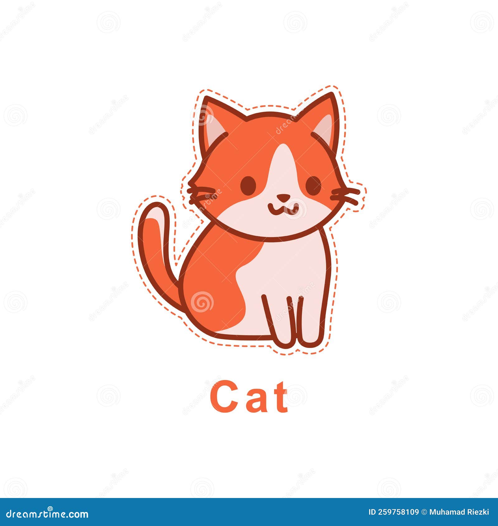 Cartoon Cute Happy Baby Cat, Cartoon Style Kitty Sitting Illustration ...
