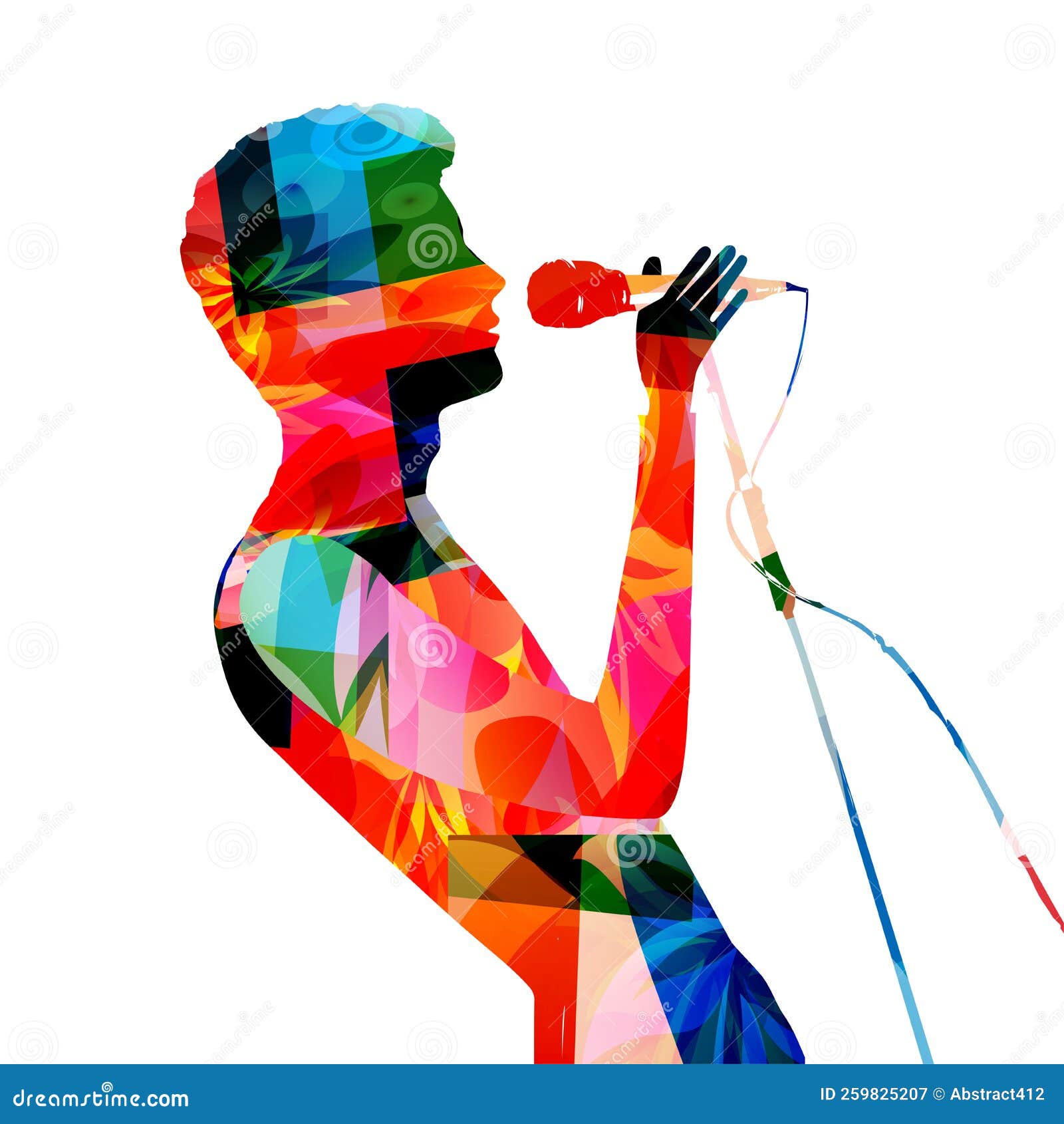 Band Vocalist Silhouette Singing To Microphone. Male Singer in Intense ...