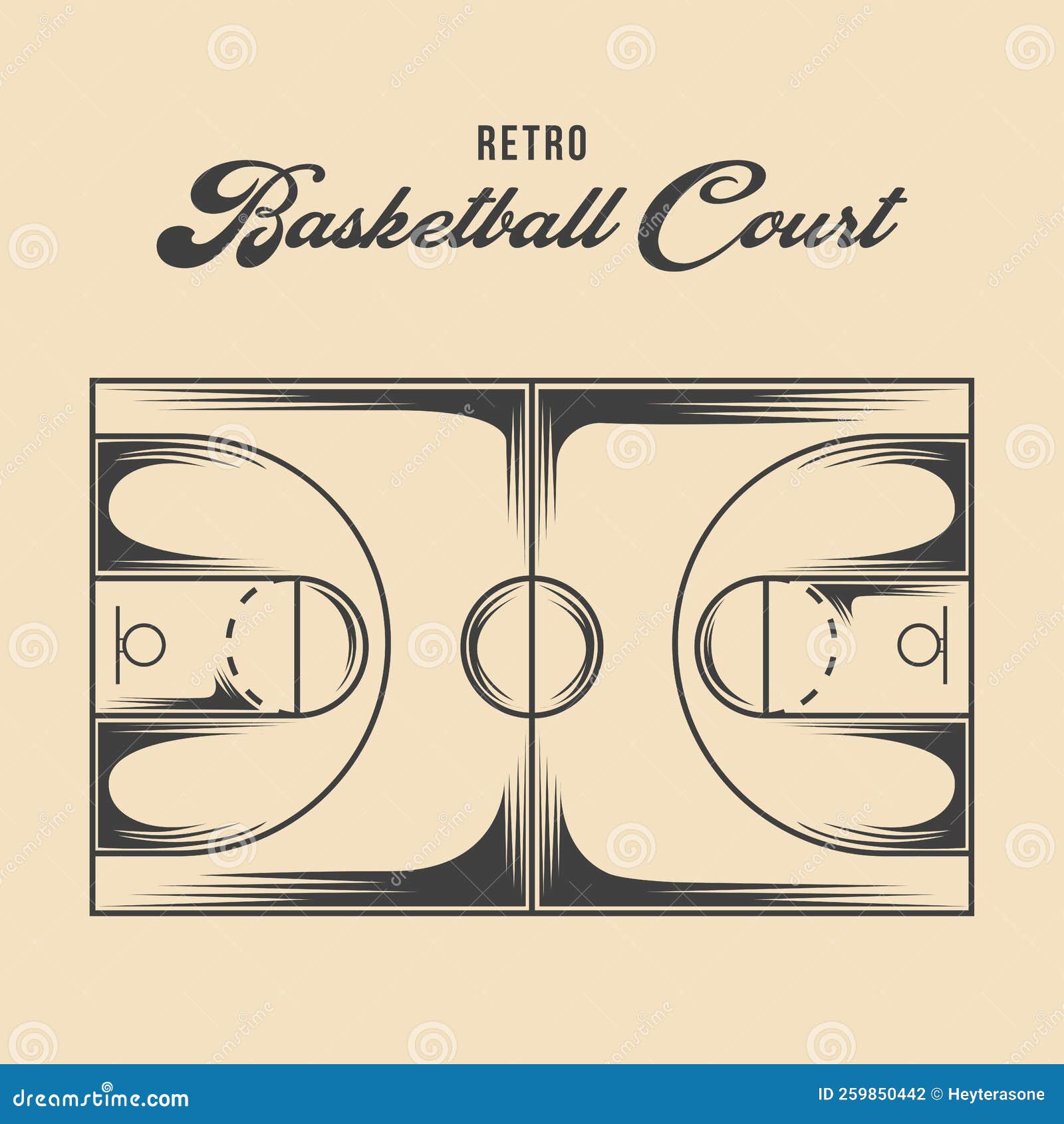 Retro Basketball Court Vector Illustration Stock Vector - Illustration ...
