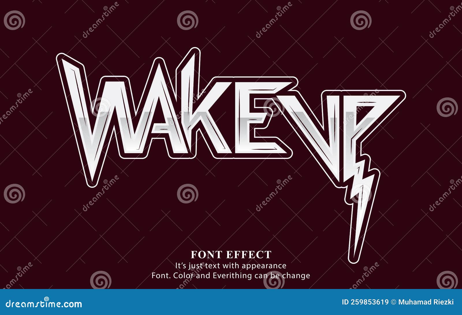 Gradient Text Effect Featuring a Retro Wake Up Style. Text Fonts Stock ...