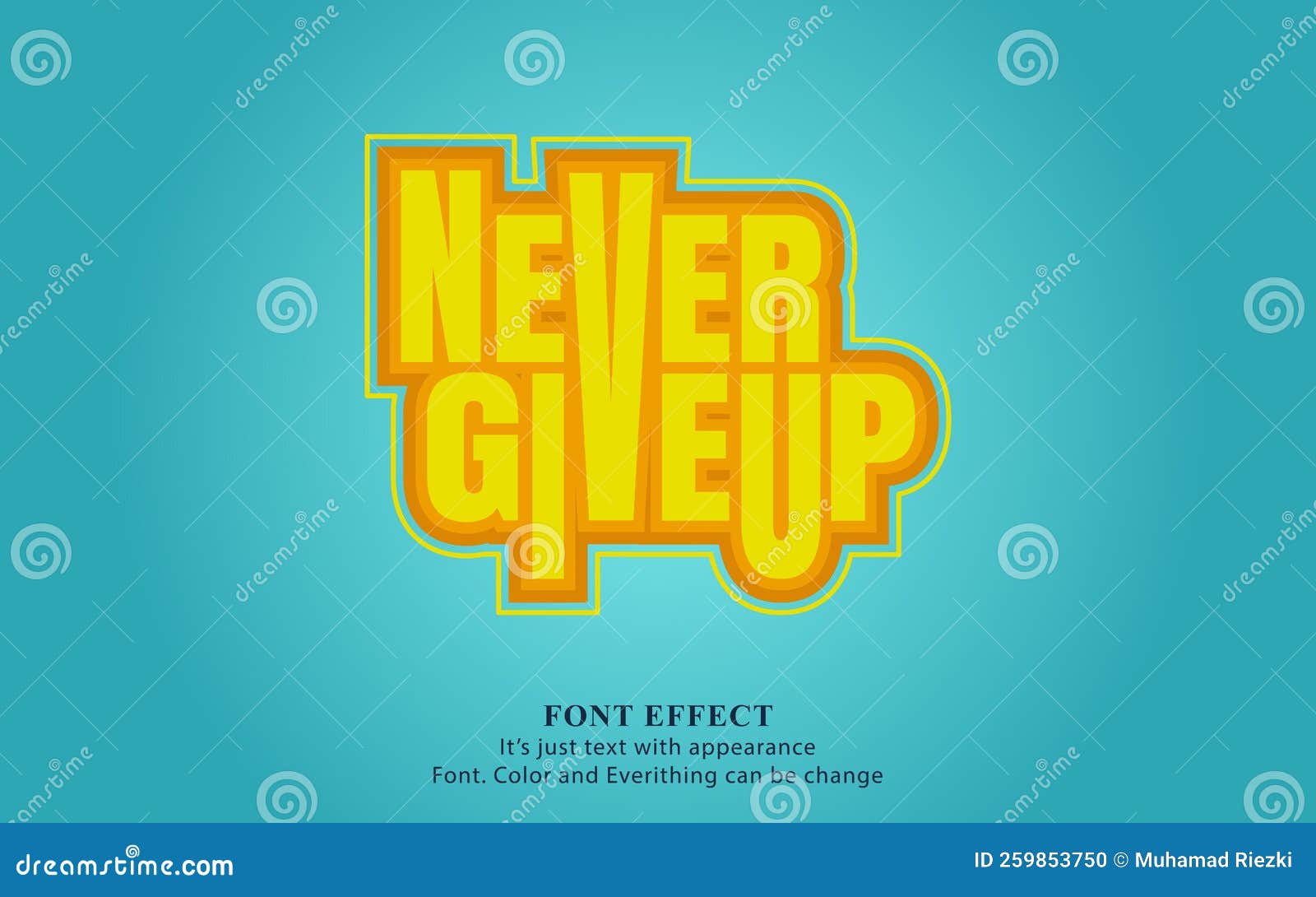 Never Give Up Text Effect Featuring Retro Style. Text Fonts Stock ...