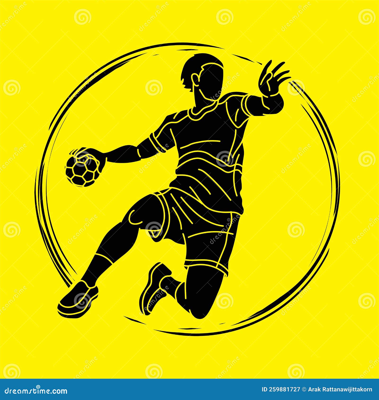 Handball Sport Male Player Action Cartoon Graphic Vector Stock Vector ...