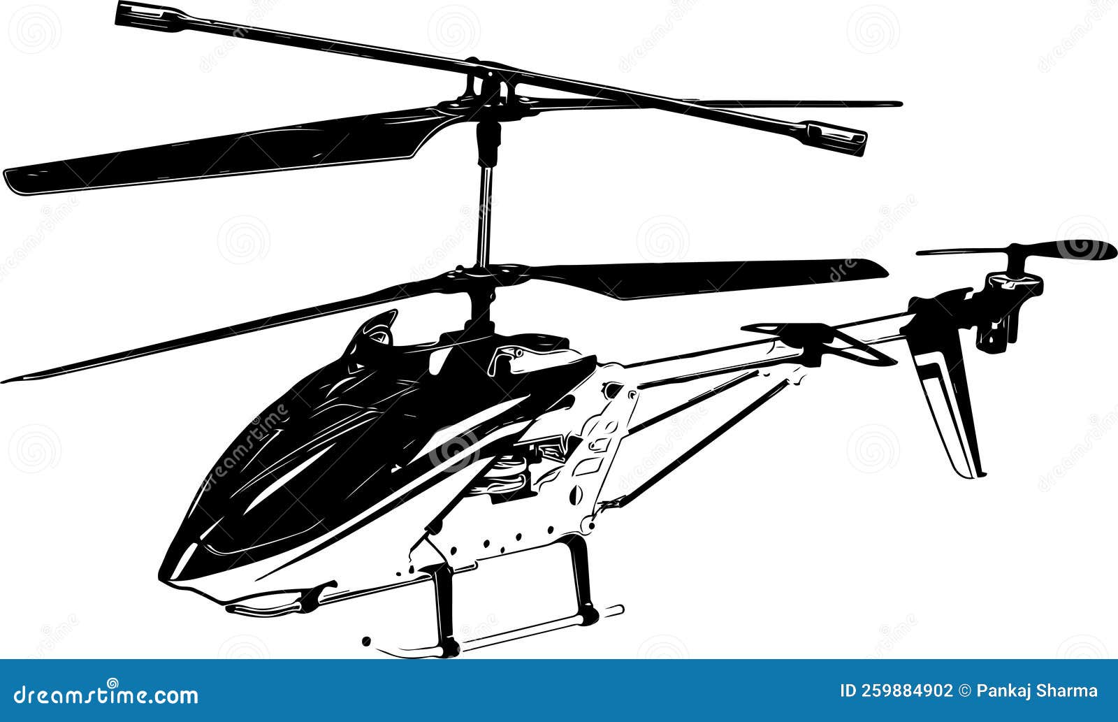 Model Radio-controlled Helicopter, Toy Helicopter Outline Vector, Stock ...