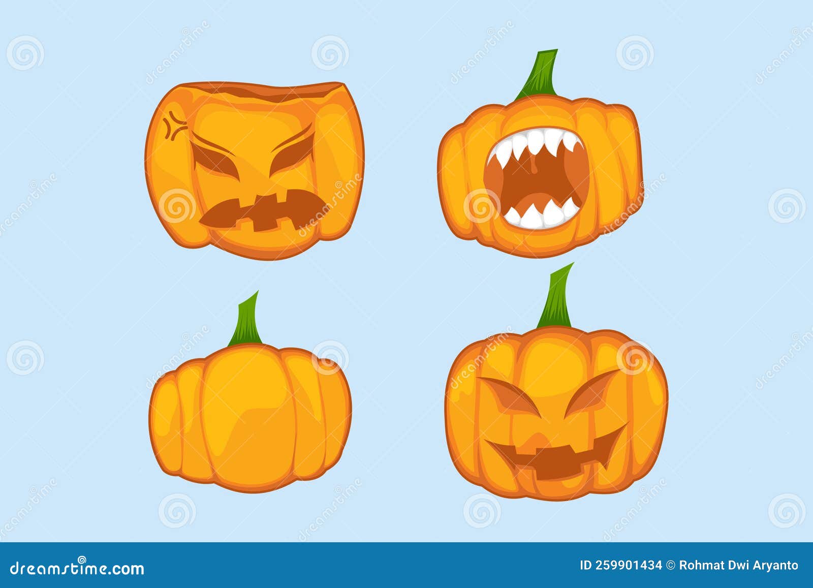 Cute Scary Halloween Pumpkin Cartoon Stock Vector - Illustration of ...