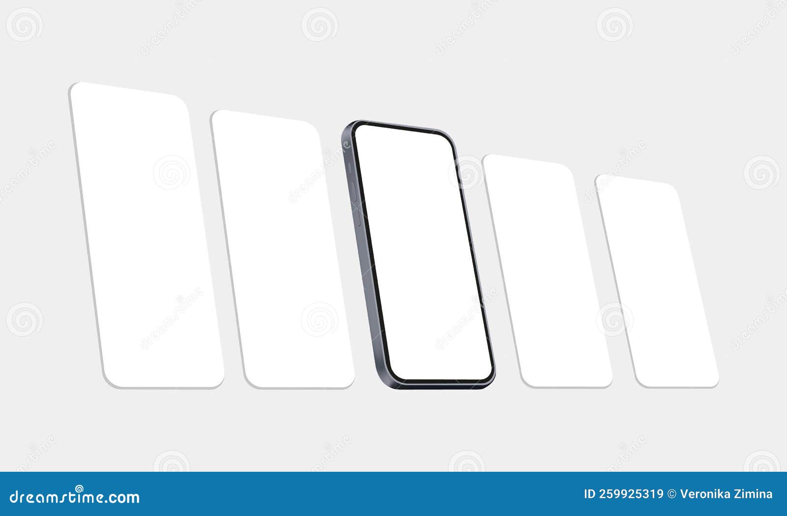 Phone with Blank Mobile App Screens, Perspective View Stock ...