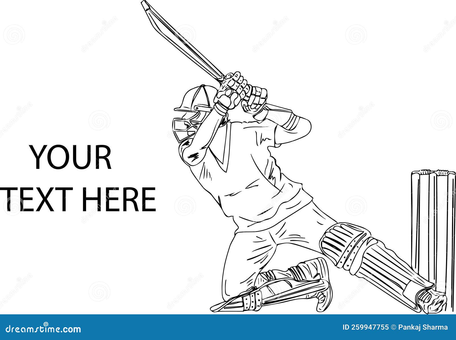 Illustration of T20 Cricket, Cricket Batsman Playing Attacking Shot ...