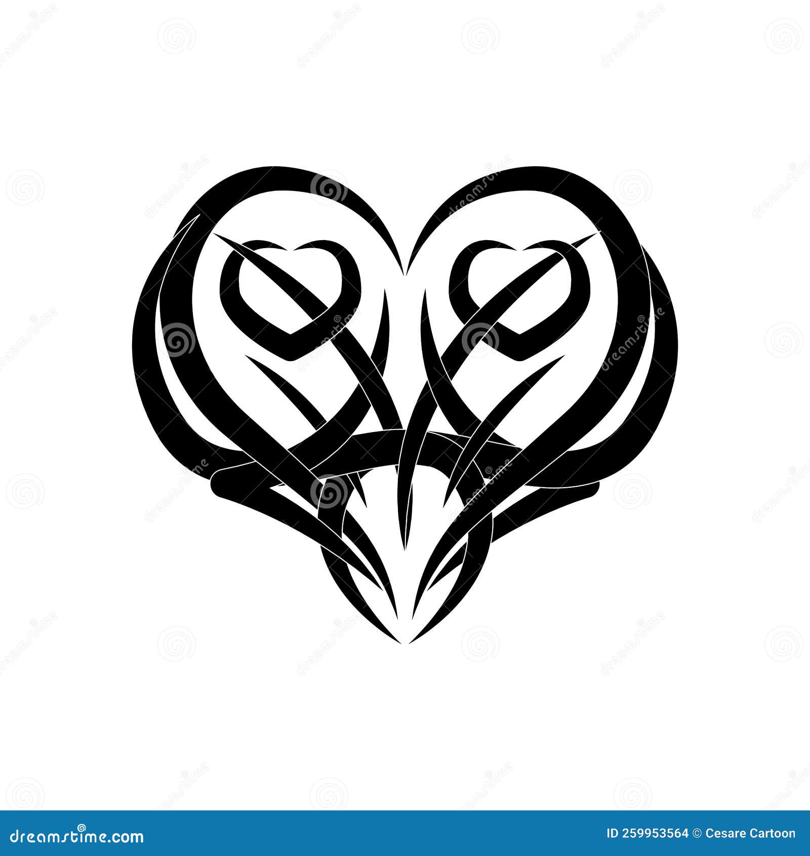 Tribal heart stock vector. Illustration of tribal, cartoon - 259953564