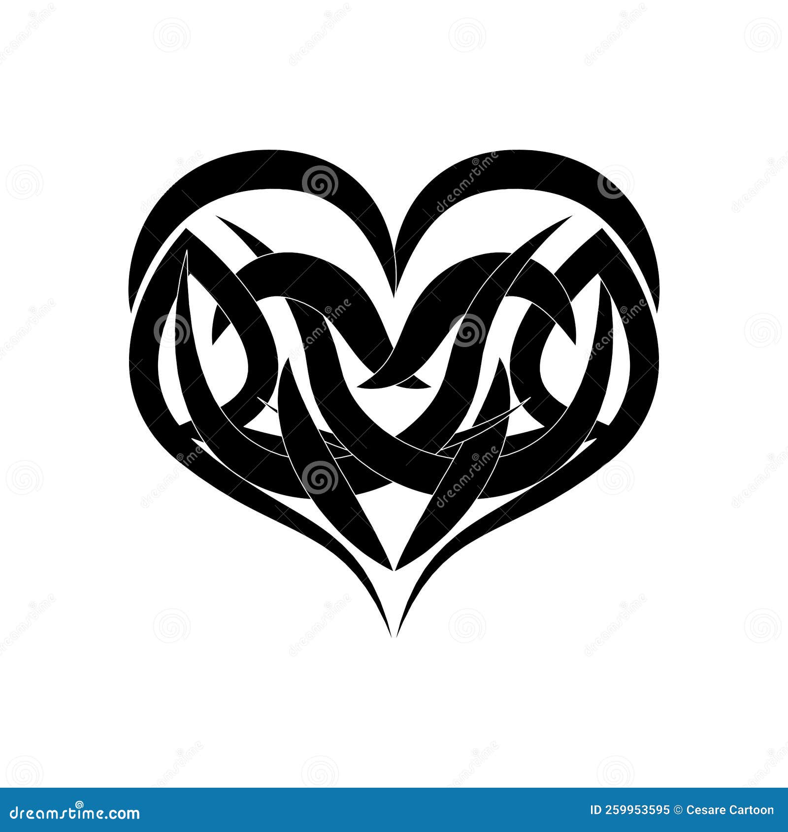 Tribal heart stock vector. Illustration of tribal, logo - 259953595