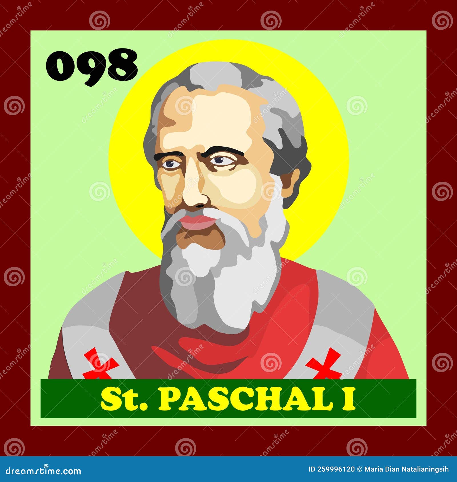 98th Catholic Church Pope Saint Paschal I Stock Vector - Illustration ...