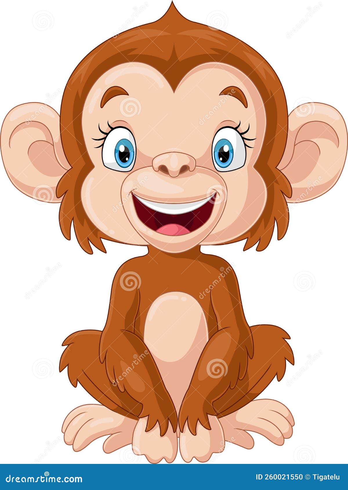 Cute Little Monkey Cartoon Sitting Stock Vector - Illustration of ...