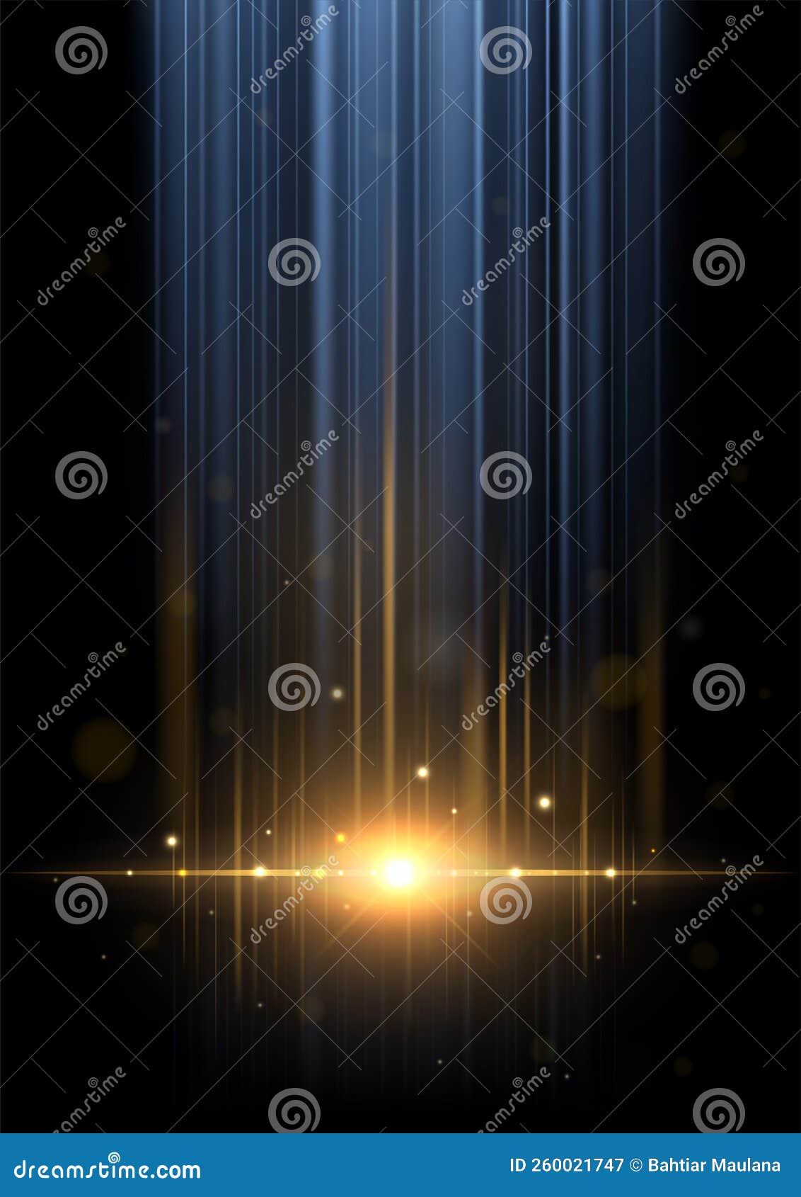Abstract Blue and Yellow Light Rays. Isolated on Dark Background ...