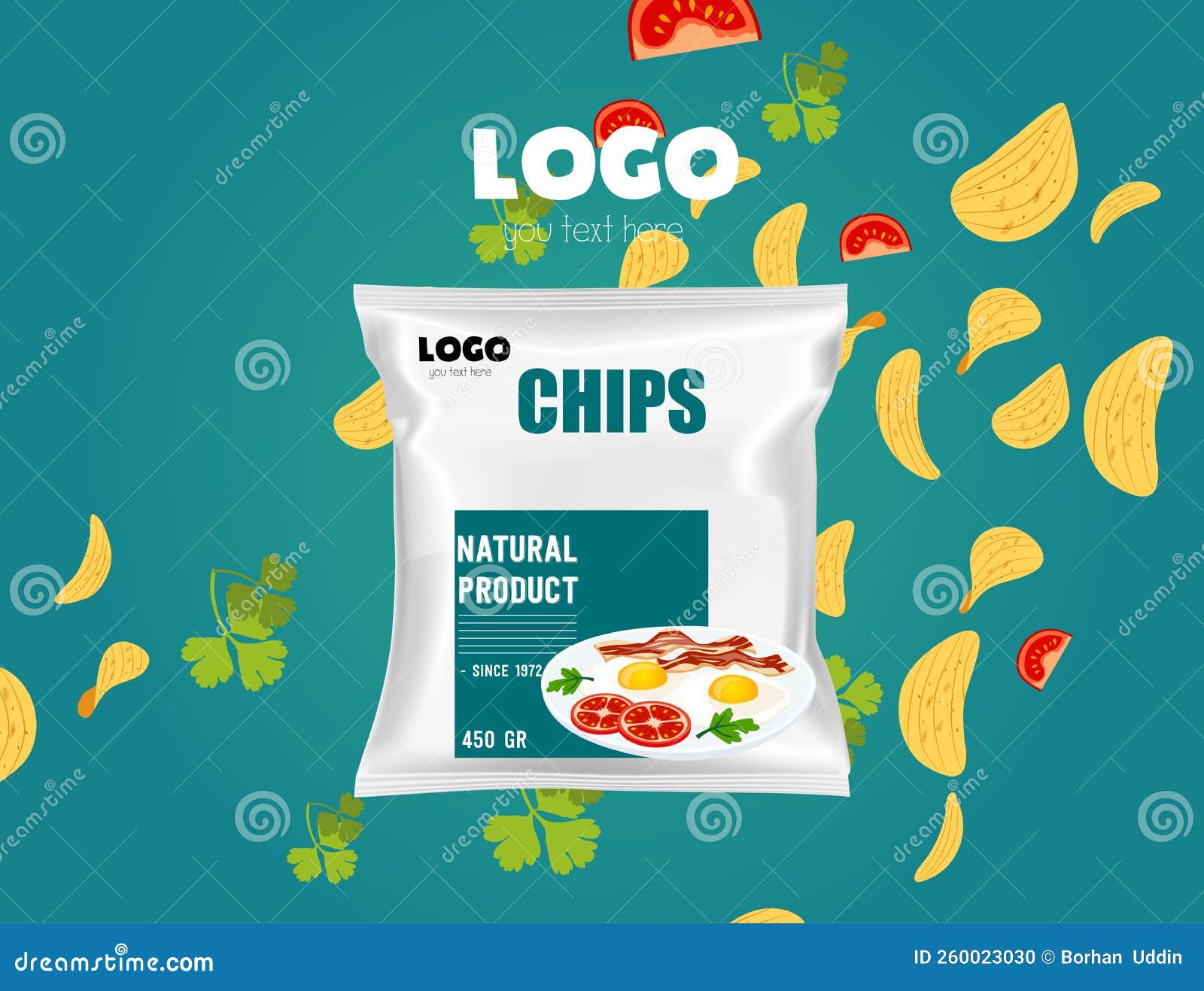 Chips Packaging Template Vector Art 3d Bag. Mockup for Product and Logo ...