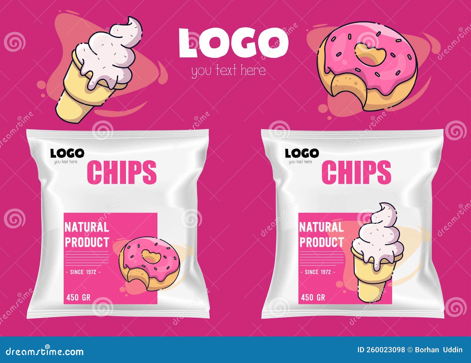 Chips Packaging Template Vector Art 3d Bag. Mockup for Product and Logo ...
