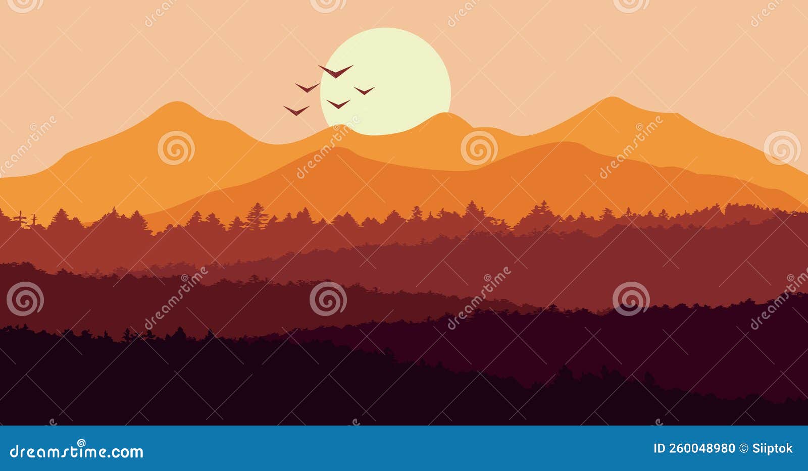 Nature Background Mountains Forest Red Orange Gradient Stock ...
