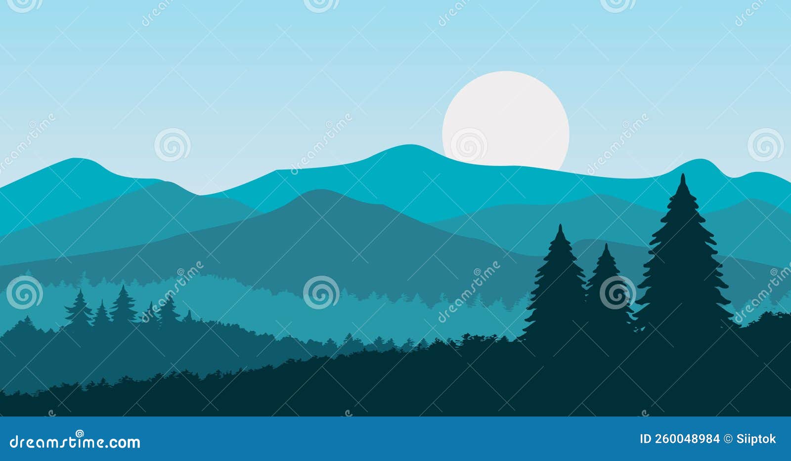 Blue Gradient Mountain and Forest Background Stock Illustration ...