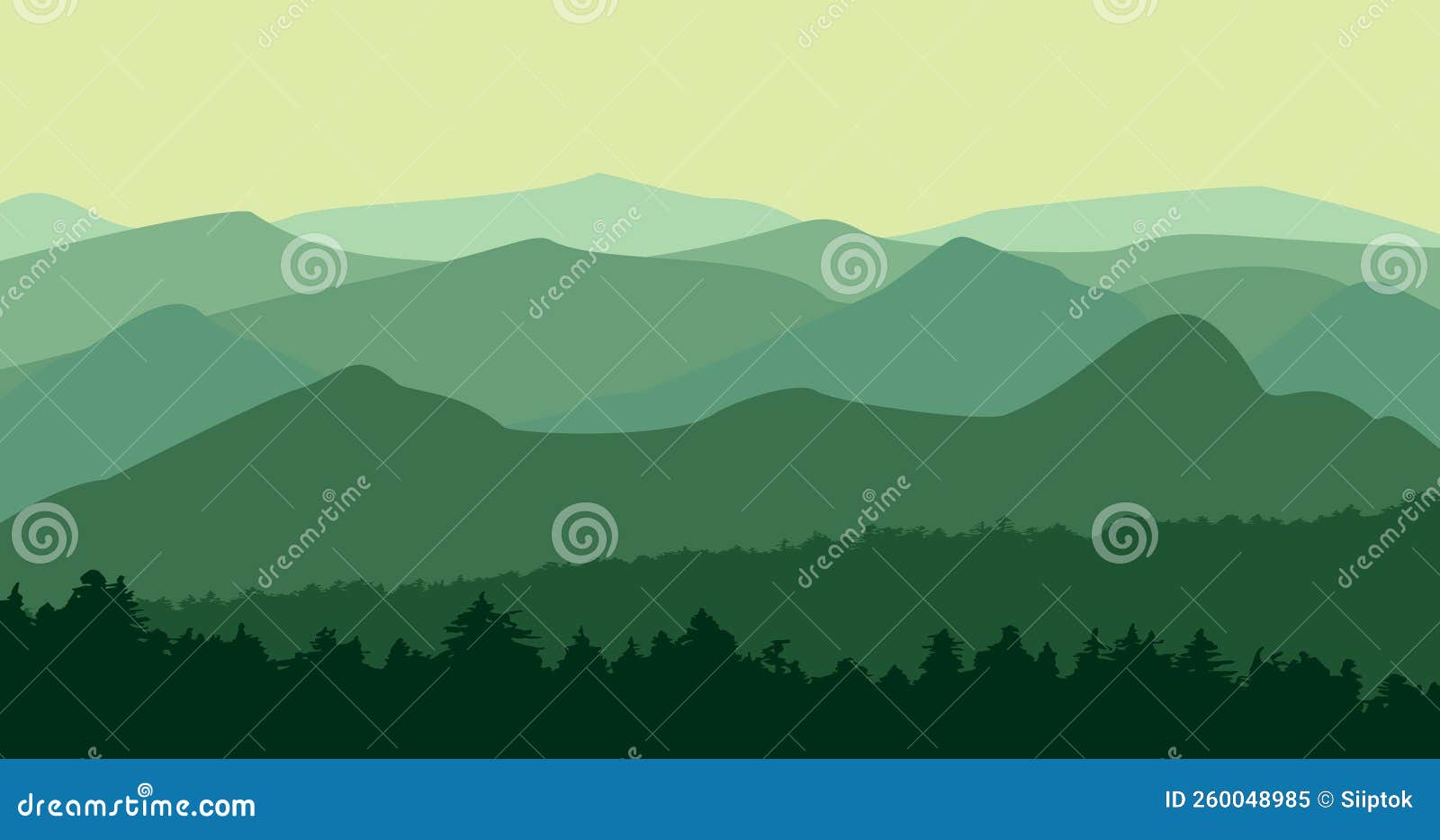 Green Gradient Mountain and Forest Background Stock Illustration ...