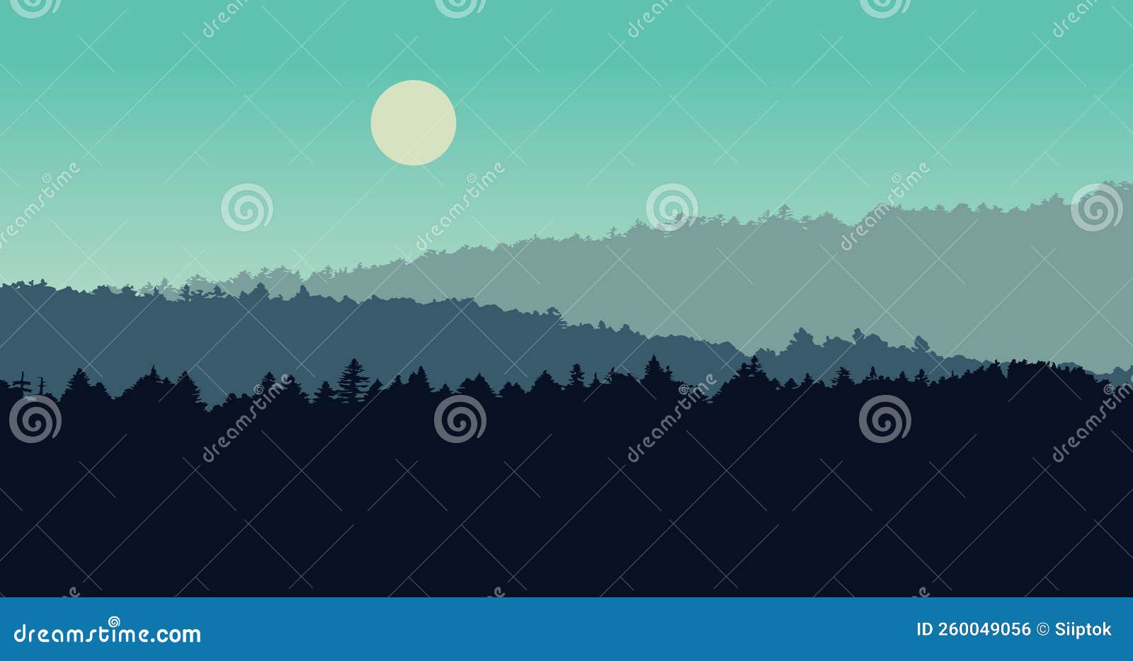 Dark Blue Gradation Wide Forest Nature Background Stock Illustration ...