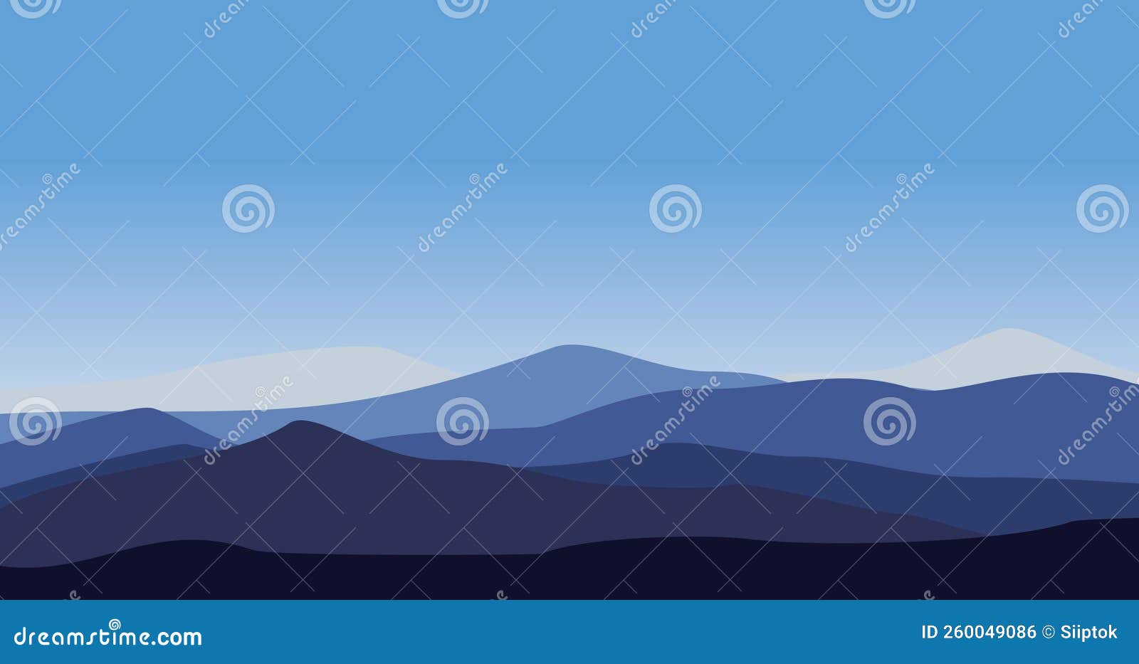 Blue Gradient Hills Mountains Nature Background Stock Illustration ...