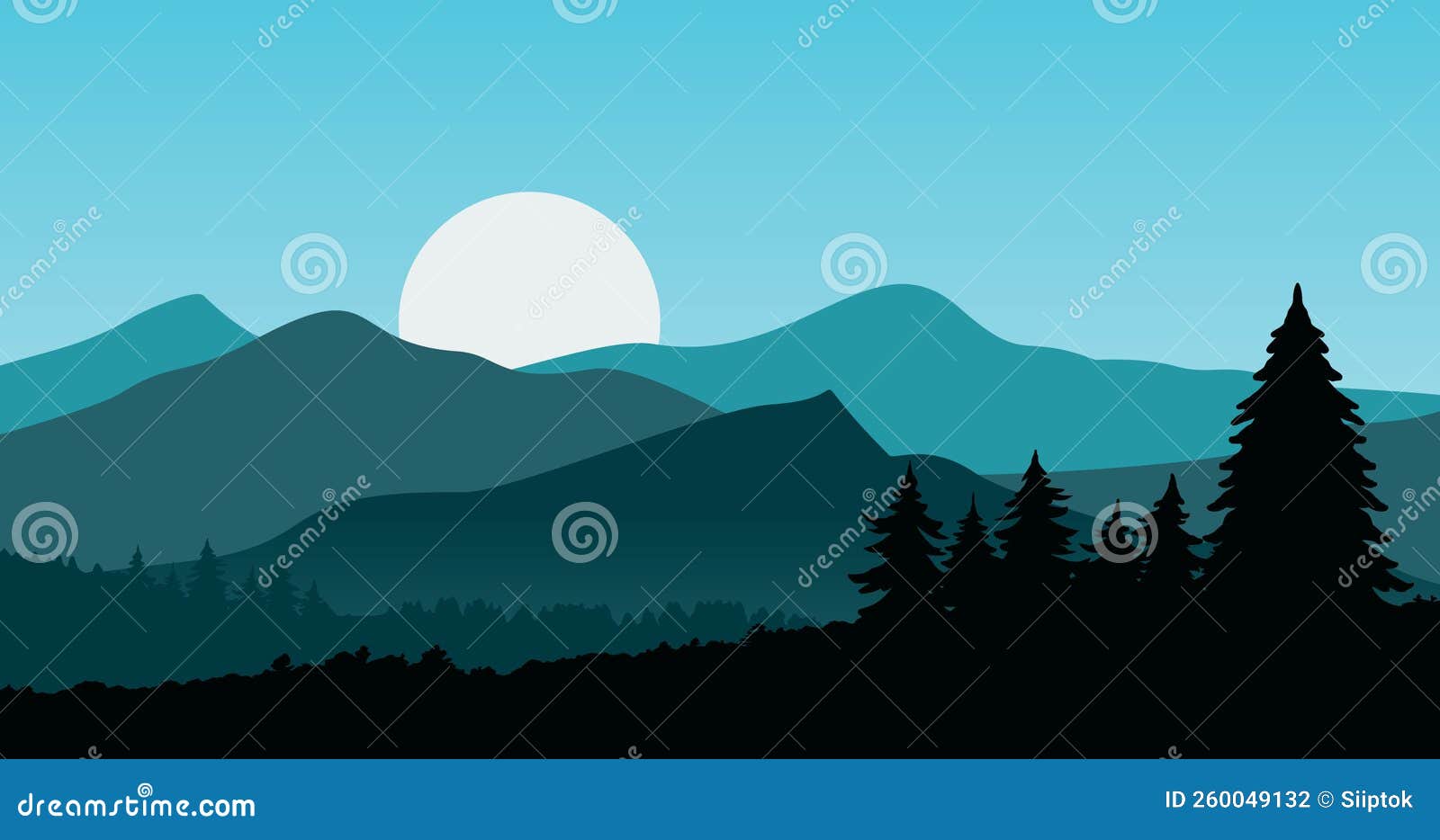 Blue Gradient Forest Mountain Overlay Background Stock Illustration ...