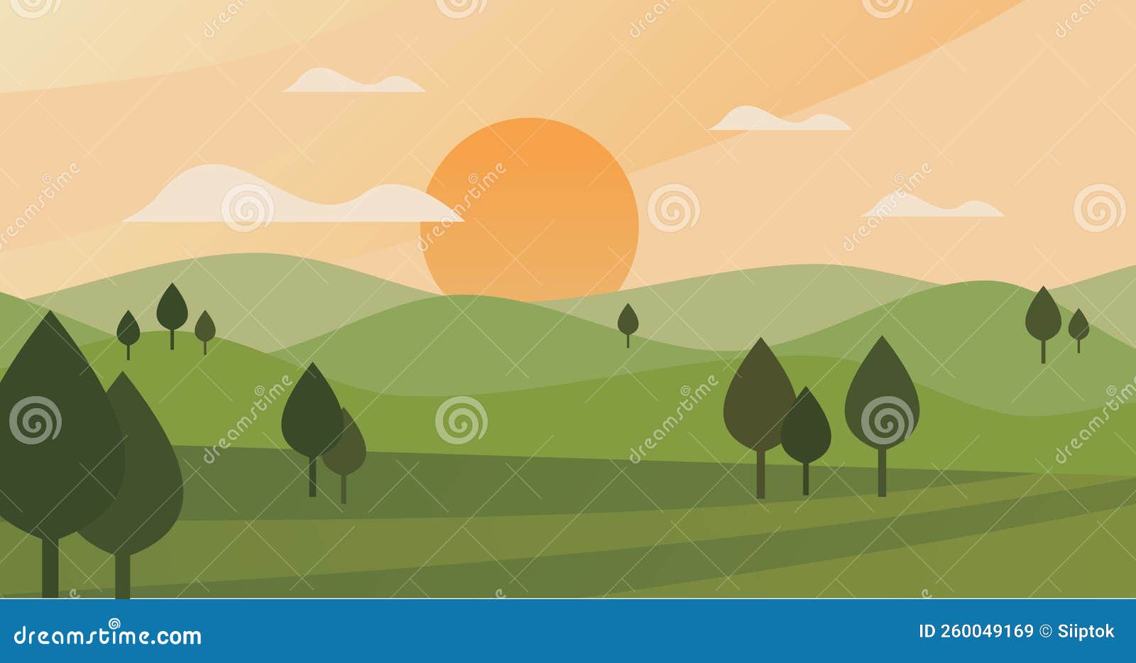 Background of Expanse of Grass and Pine Trees Stock Illustration ...