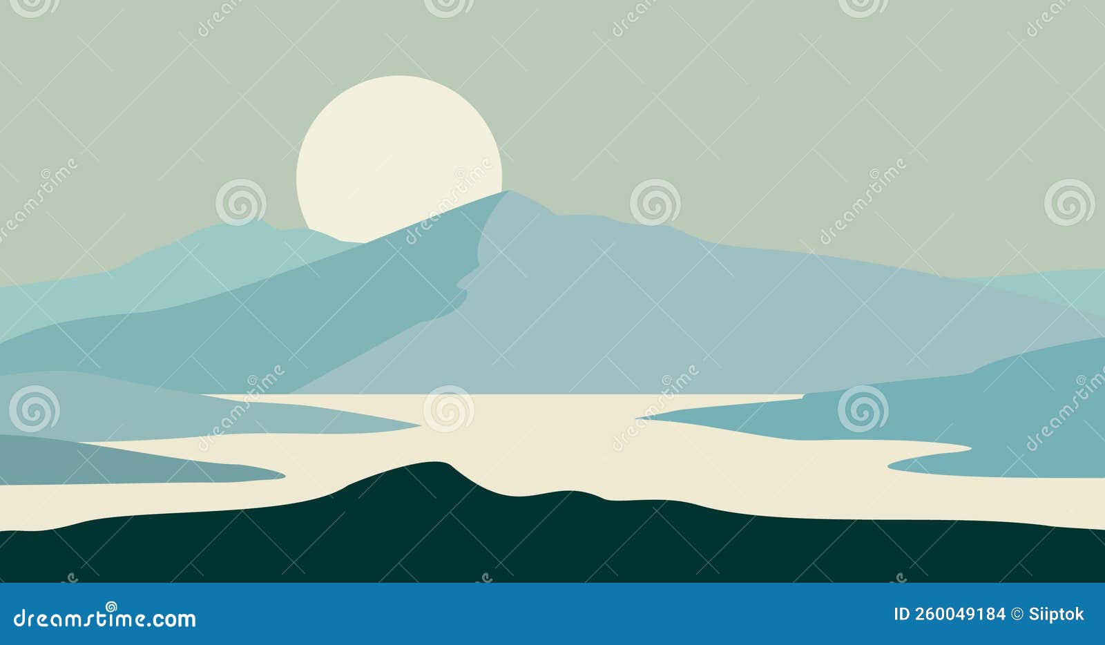 Blue Gradient Lake Mountains Background Stock Illustration ...