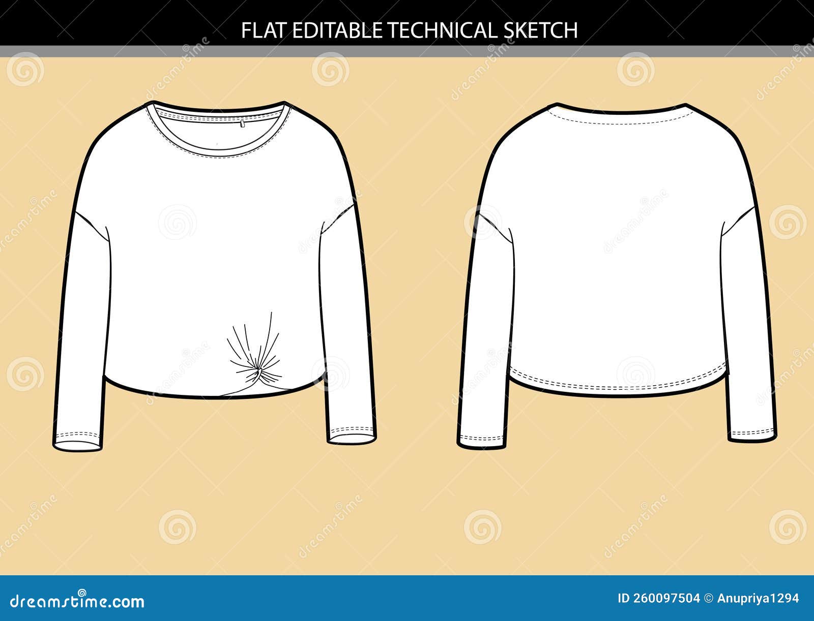 Girl front twist Top stock vector. Illustration of vector - 260097504