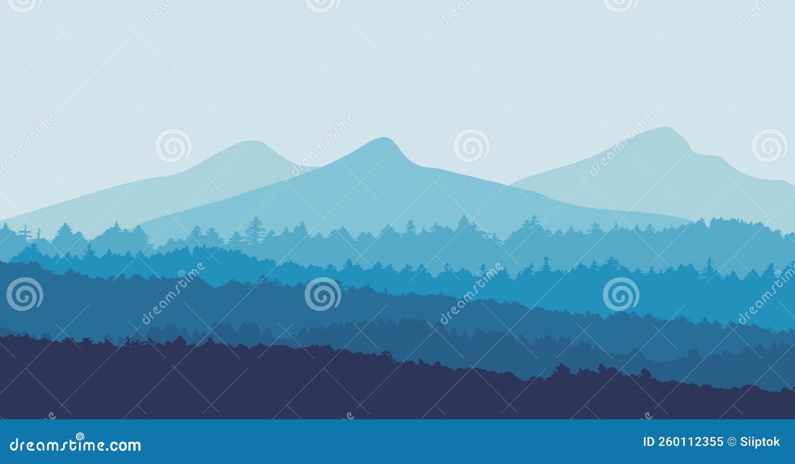 Blue Gradient Forest Mountain Nature Background Stock Illustration ...