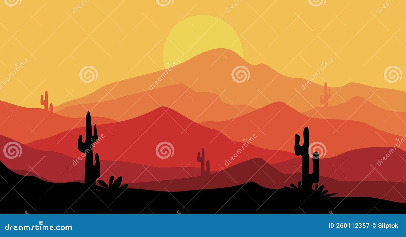 Red Gradient Cactus Mountains Nature Background Stock Illustration ...
