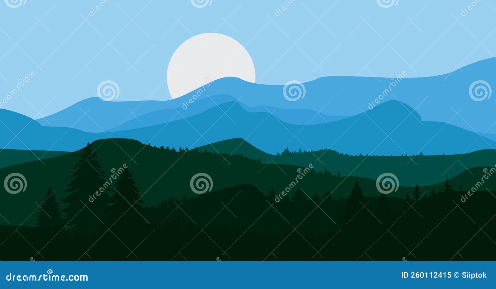 Blue Gradient Forest Landscape Nature Background Stock Illustration ...