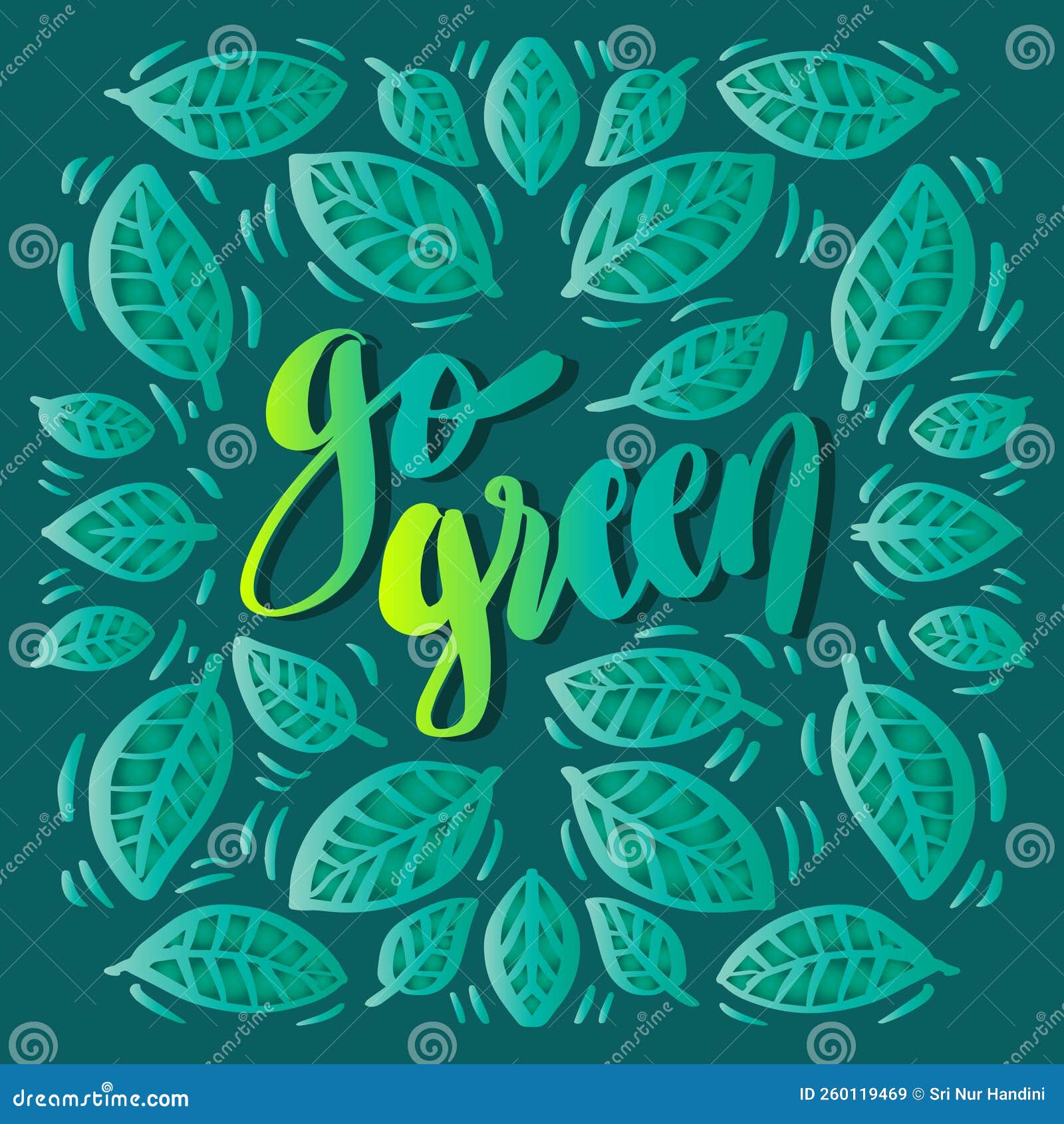 Go Green Lettering with Leaves Background, Ecology Slogan Concept Stock ...
